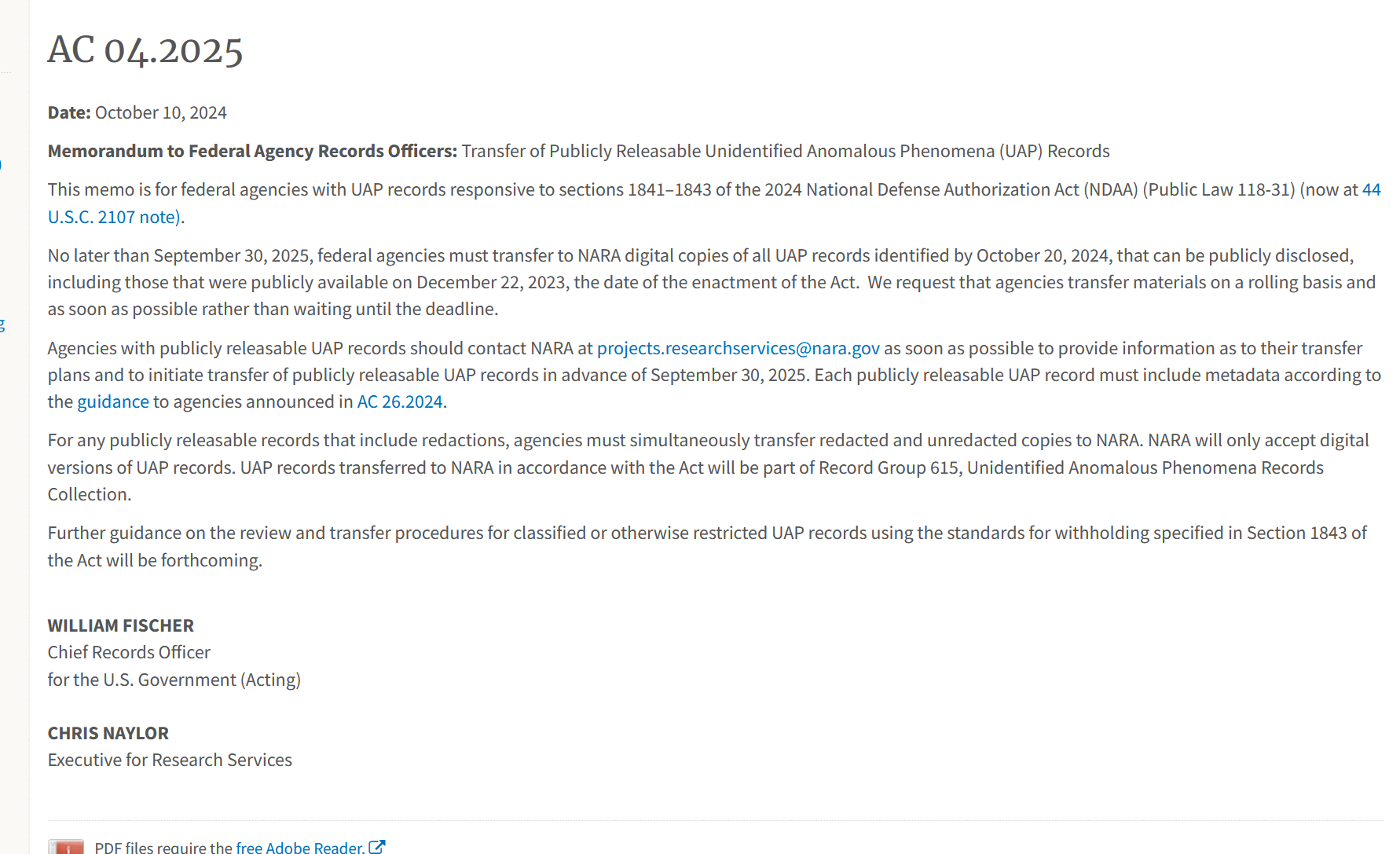 New Directive on UFO and UAP Records: National Archives to Digitally ...