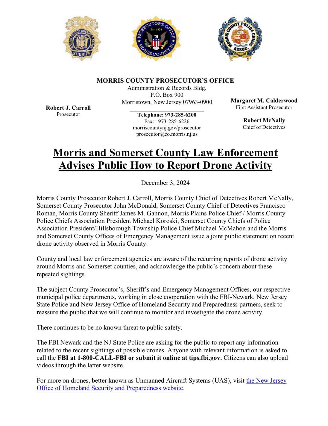 Morris and Somerset County Law Enforcement Addresses UFO and UAP ...